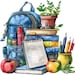 PNG Back to School Clipart Bundle Backpack Chalk Board Apple Books ...