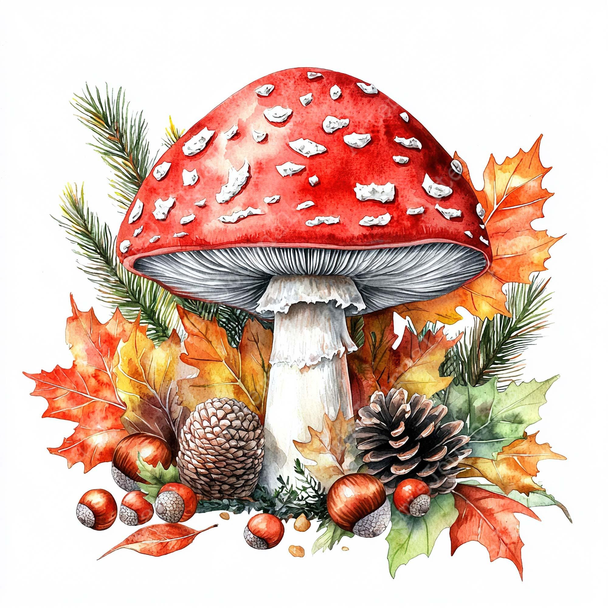 JPEG Magical Autumn Forest Mushroom Clipart Bundle Red Mushroom ...