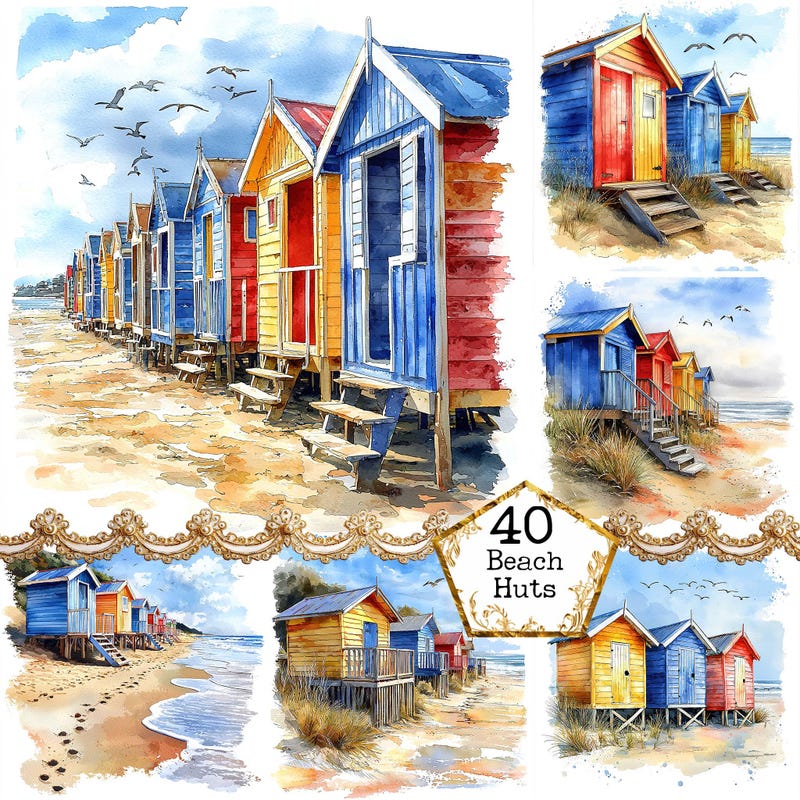 Beach Hut Canvas Wall Art - Etsy