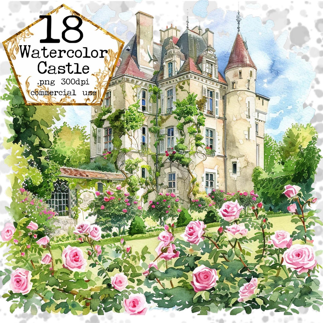 PNG Watercolor Castle Clipart Bundle Royal Clipart Majestic Clipart ...