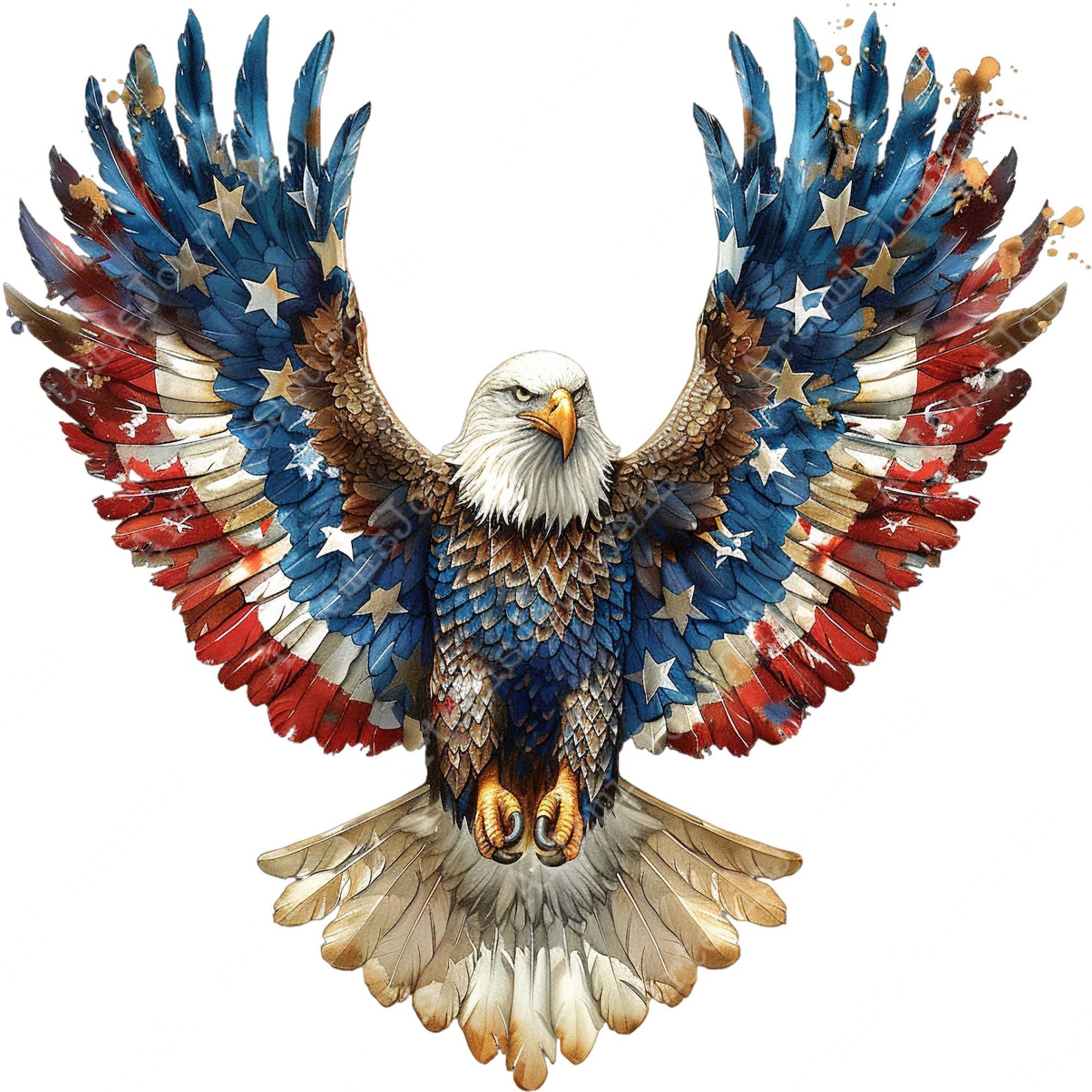 JPEG American Patriotic Eagle Clipart Bundle Flying Bird American Flag ...