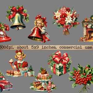 Big Retro Christmas Bundle Clipart Bundle Retro Illustration PNG ...