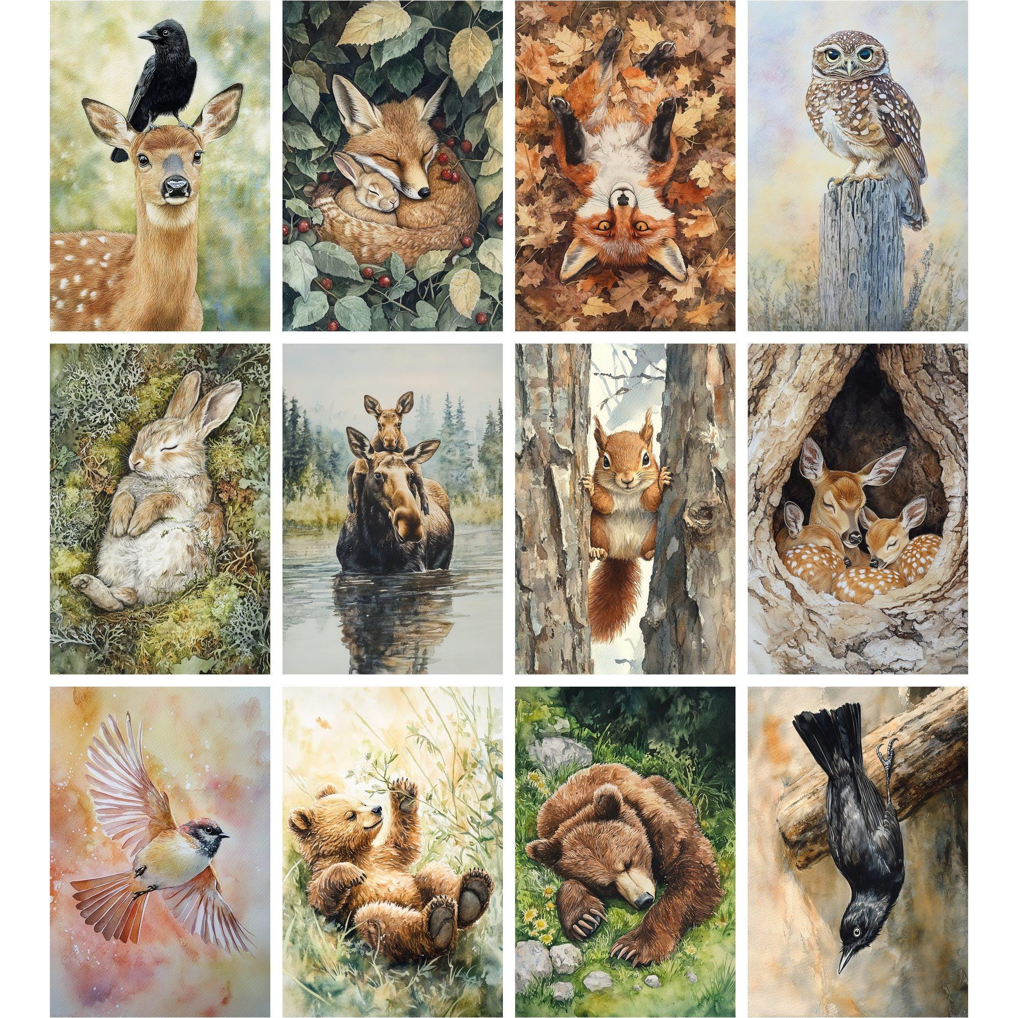 80 Wildlife - Printable Pages, Woodland Animals Junk Journal, Nature ...