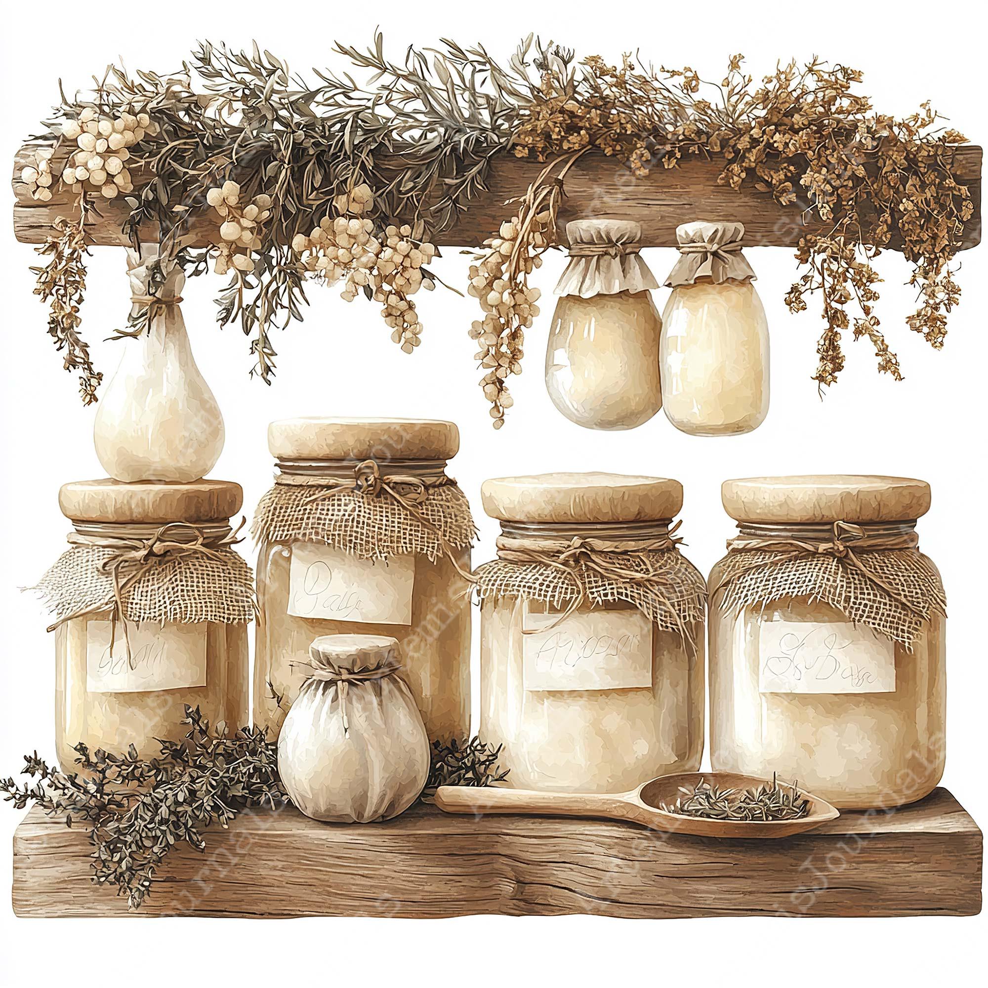 Shabby Chic Rustic Kitchen Clipart Bundle Watercolor Old Kitchen ...