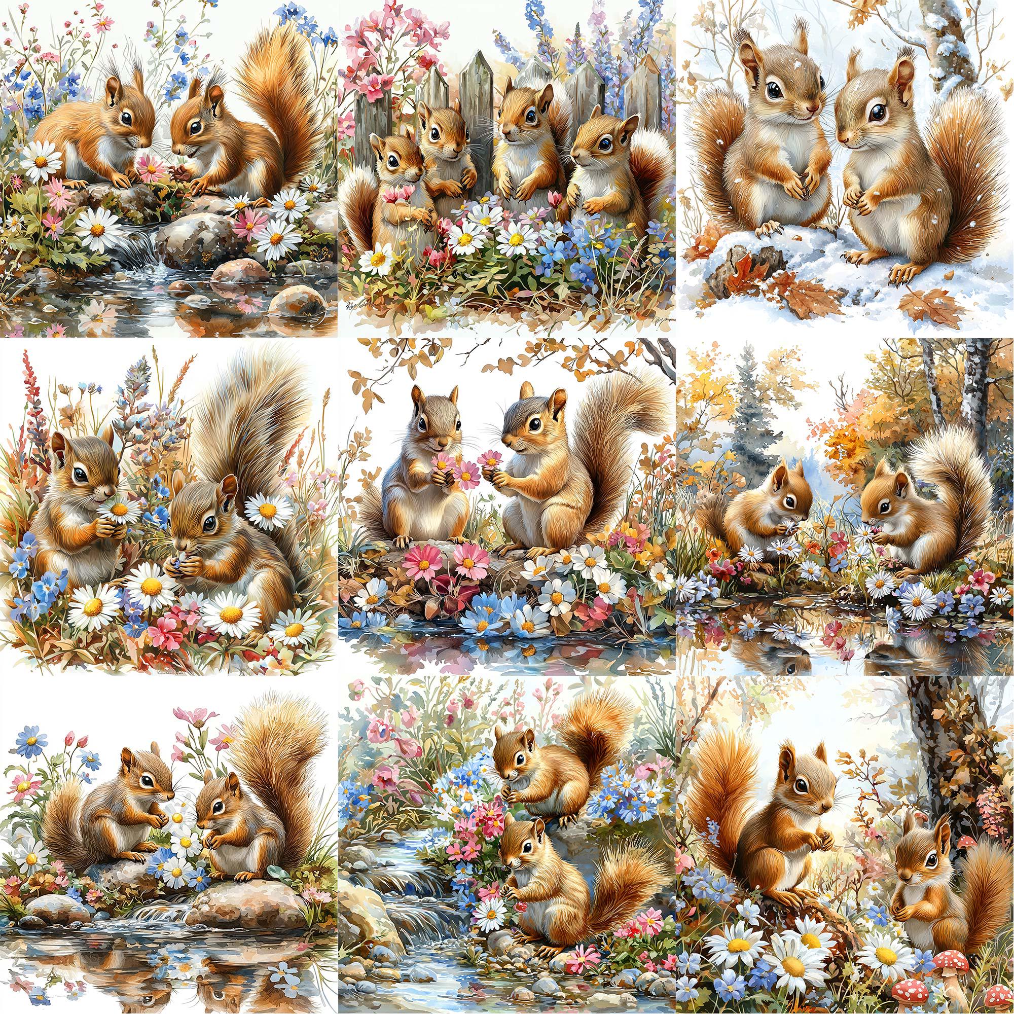 JPEG Squirrels Digital Background Woodland Animals Forest Clipart ...