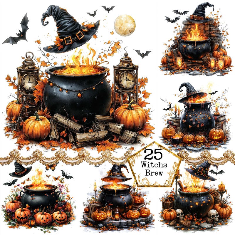 Witches Cauldron Clipart - Etsy