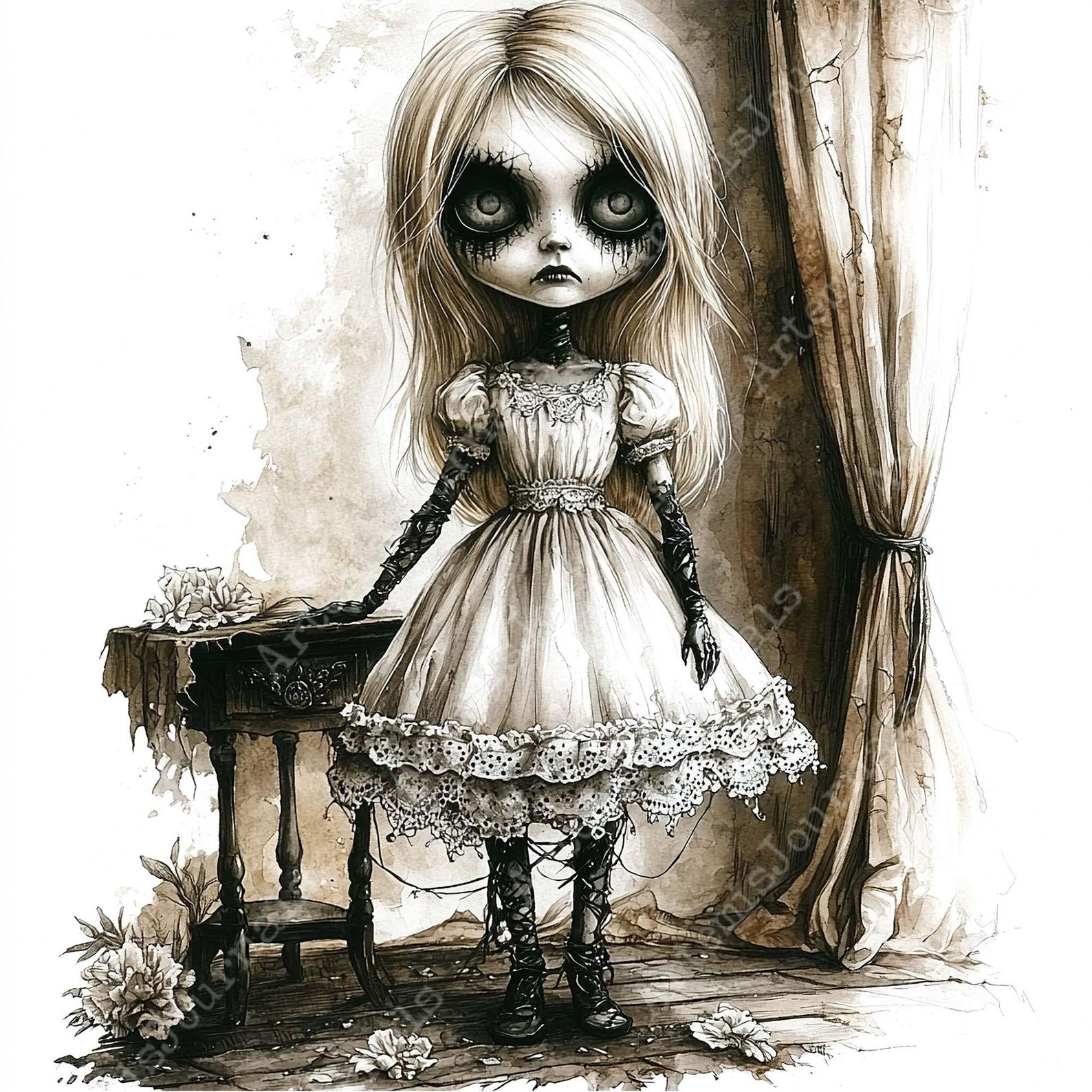 JPEG Gothic Vintage Creepy Dolls Clipart Bundle Gothic Clipart ...