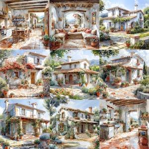 Old Spanish House Clipart Bundle High Quality Watercolor Jpgs ...