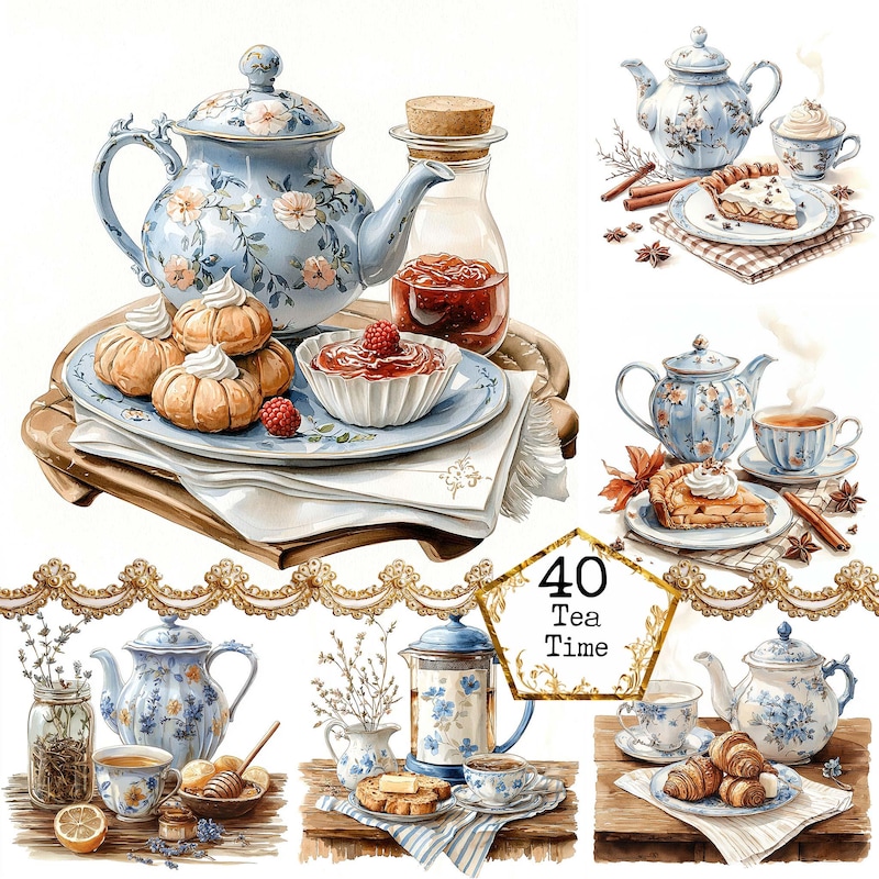 Tea Time Clipart - Etsy