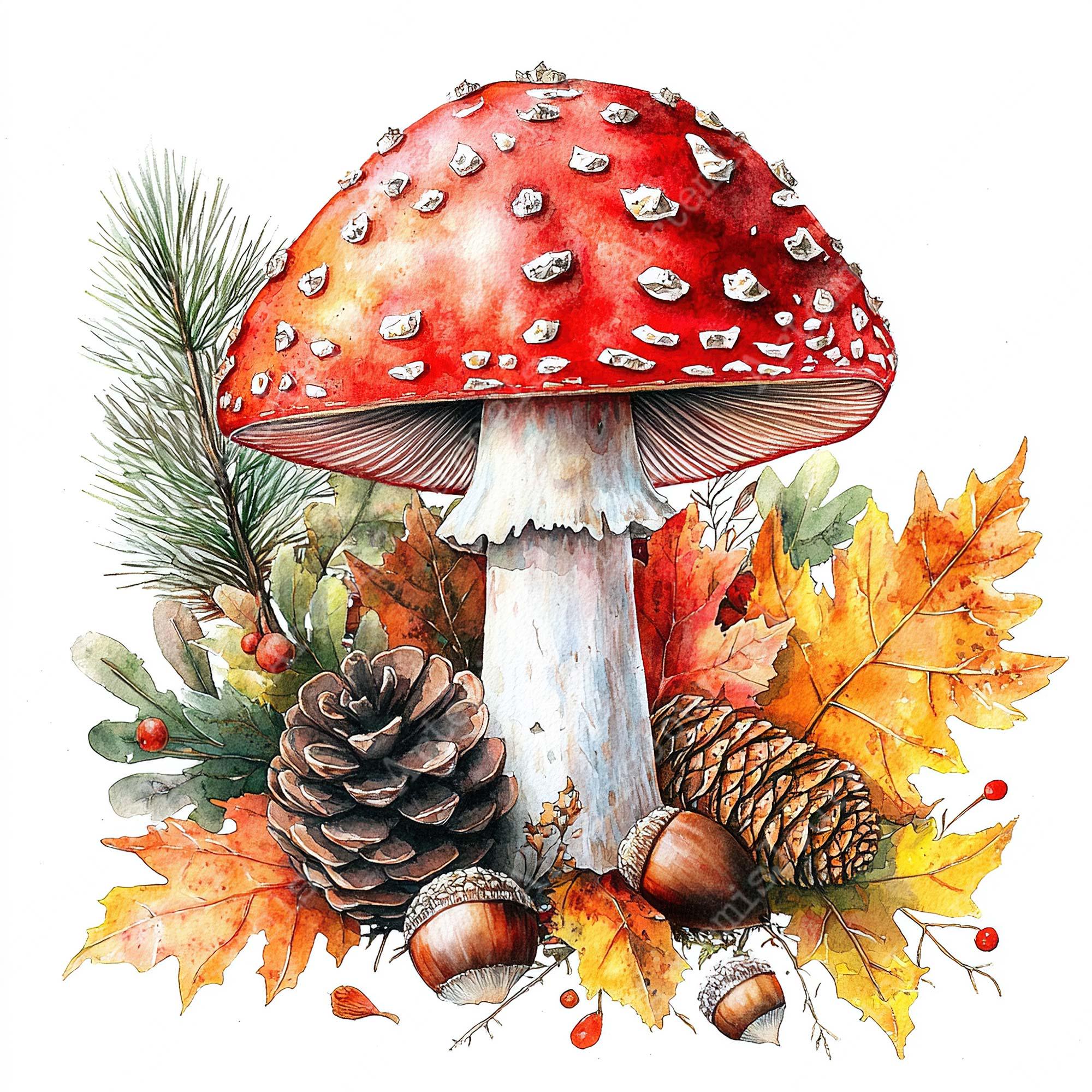 JPEG Magical Autumn Forest Mushroom Clipart Bundle Red Mushroom ...