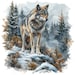 Watercolor Winter Wolf Forest Clipart Bundle JPEG Commercial Printable ...