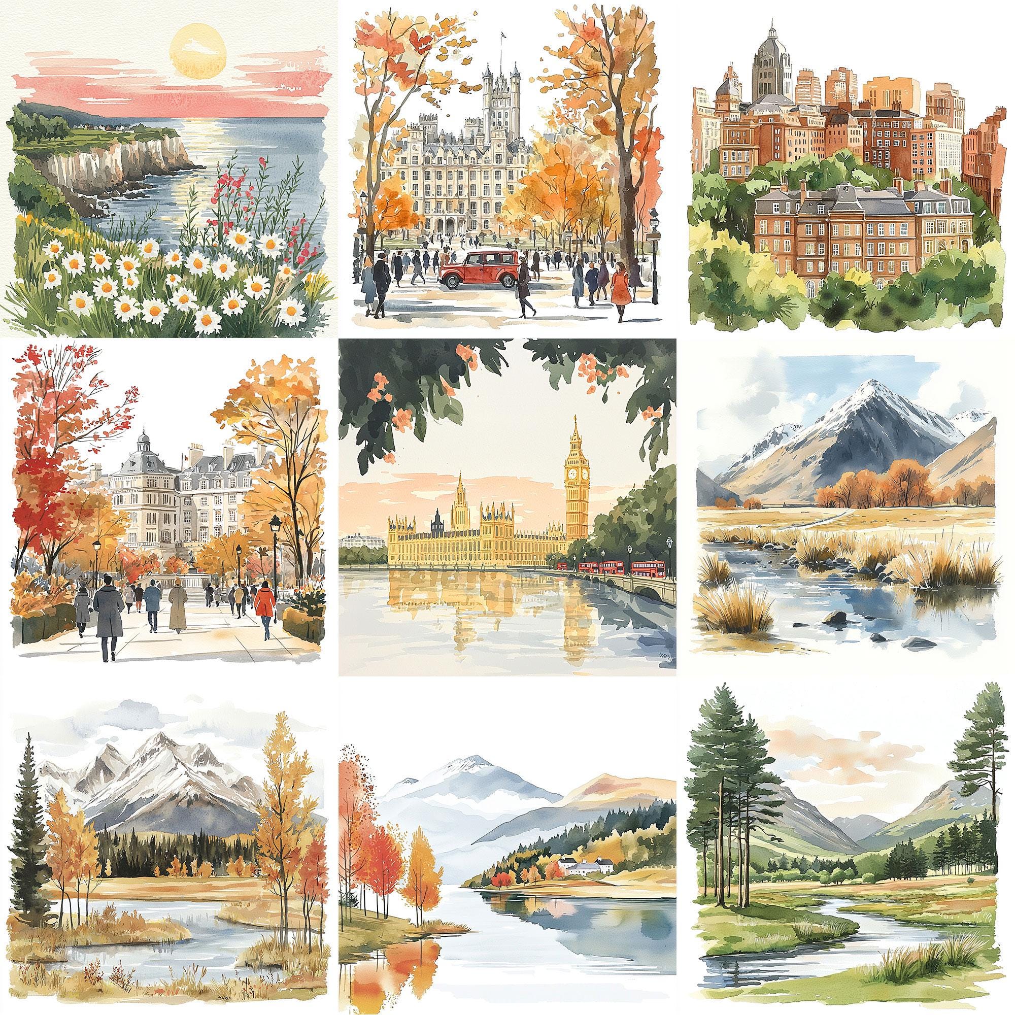 JPEG Watercolor United Kingdom Clipart Bundle USA Clipart City Clipart ...