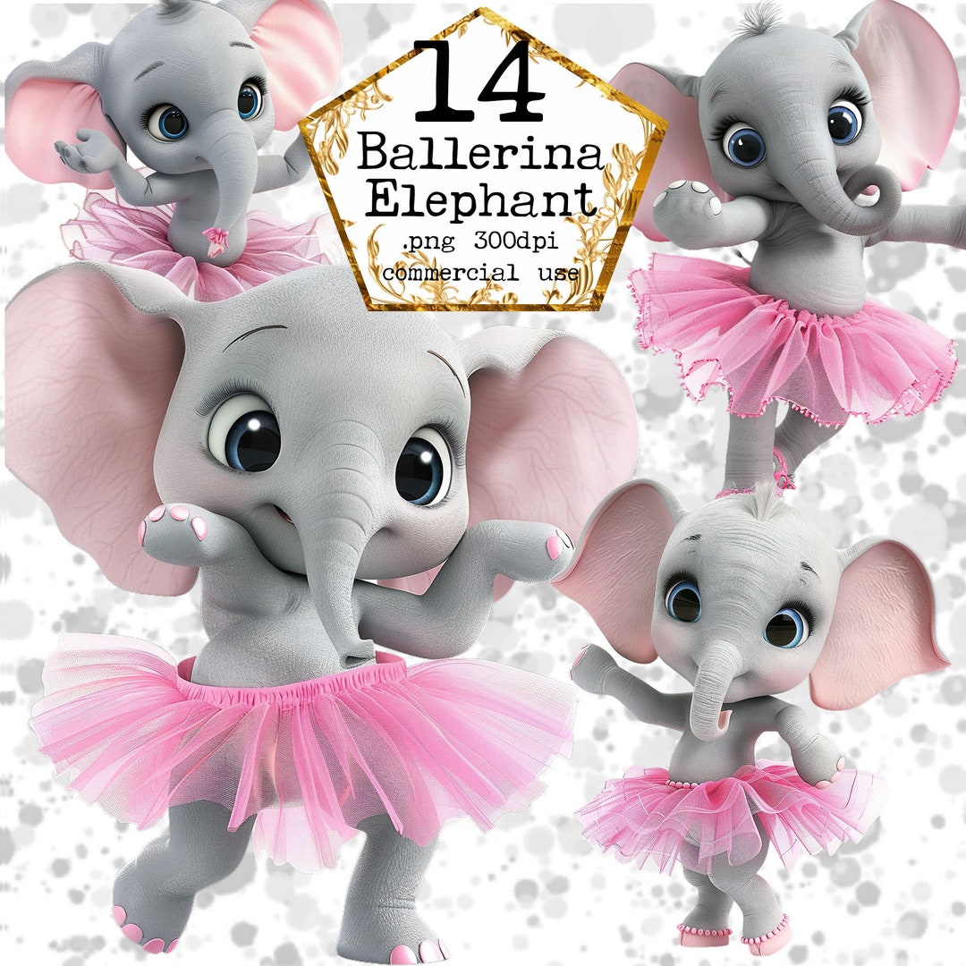 Ballerina Elephant Clipart Bundle Elephant Illustration Elephant ...