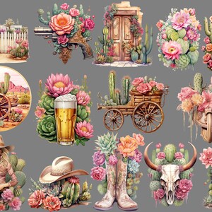 PNG Watercolor Western Clipart Bundle Cowboy Ranch PNG Format Cowgirl ...
