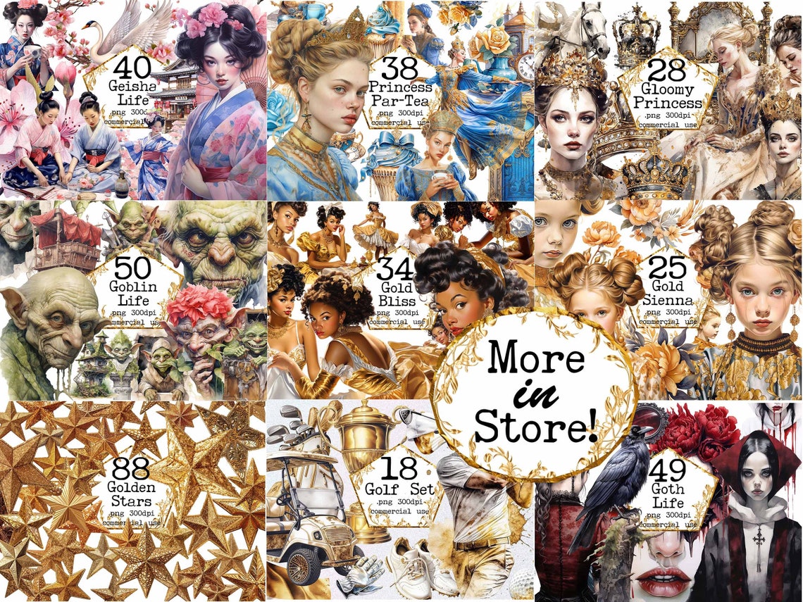 Watercolor Winter Wolf Forest Clipart Bundle JPEG Commercial Printable ...