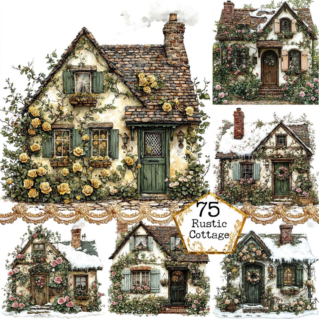 JPEG Watercolor Early Spring Floral Cottage Clipart Bundle Cottage ...