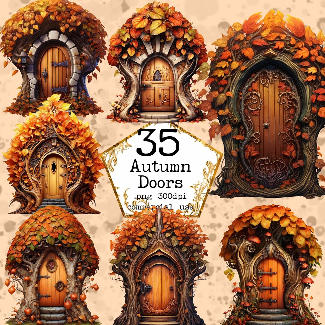 PNG Autumn Fairy Doors Clipart Bundle Magical Clipart Fairy Clipart ...