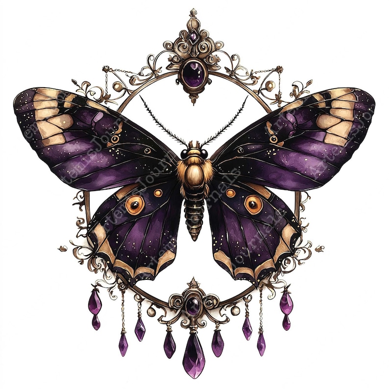 JPEG Gothic Moth Clipart Bundle Spooky Moth Mystical Moth Horror ...