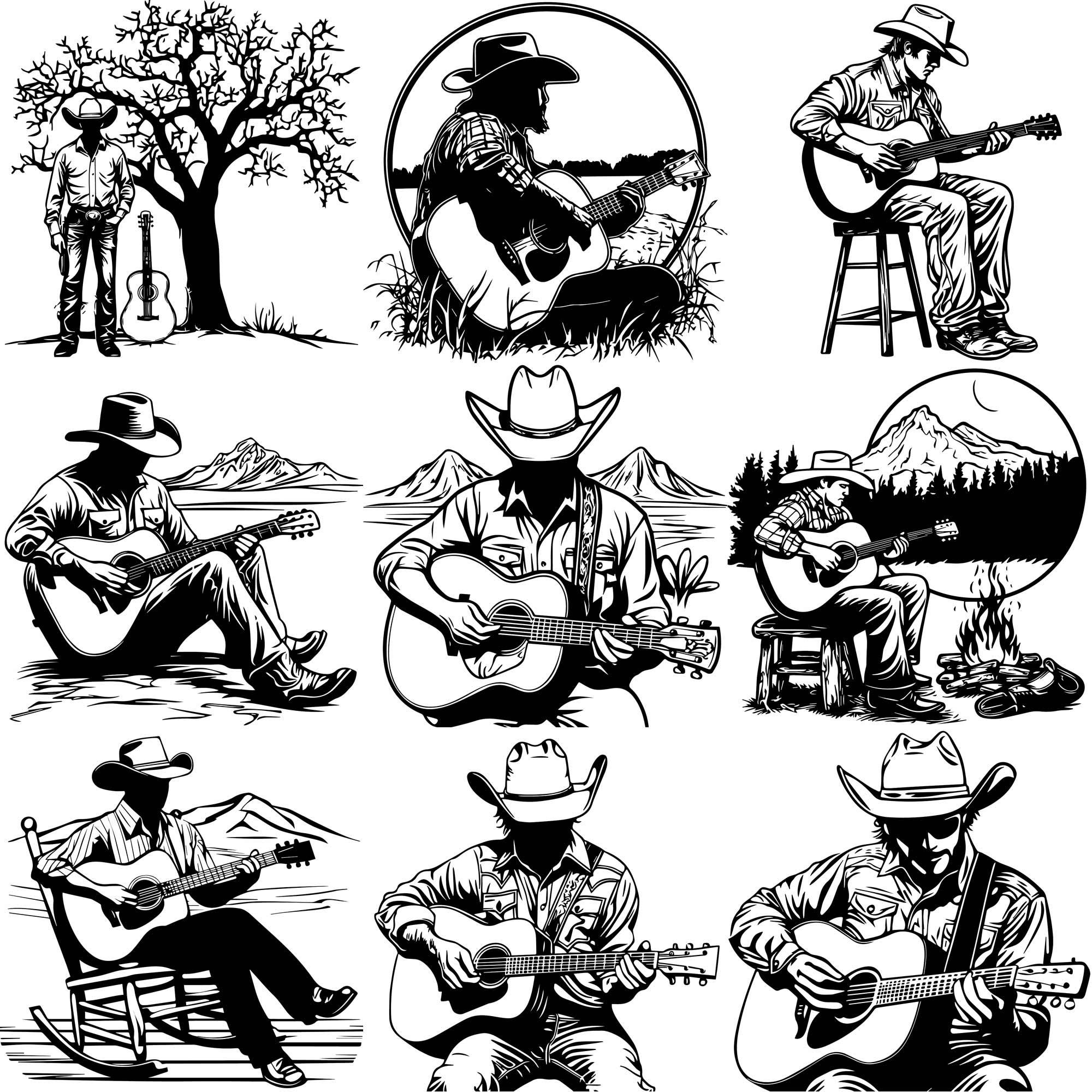 40 Guitar Player Svg, Dxf, Eps, Ai, Pdf, Jpg, Png Country Music SVG ...