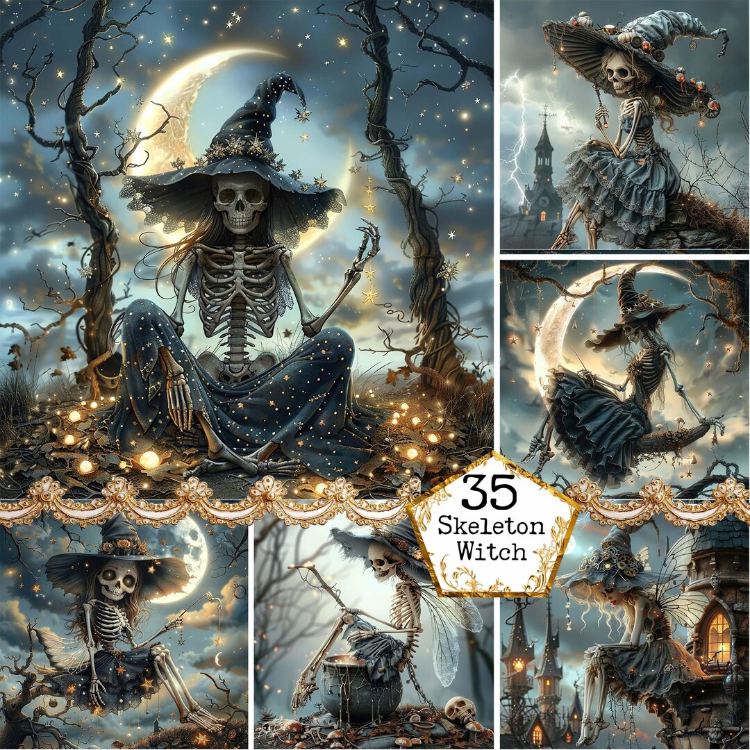 JPEG Skeleton Witch Backgrounds Illustration Halloween Graphics ...