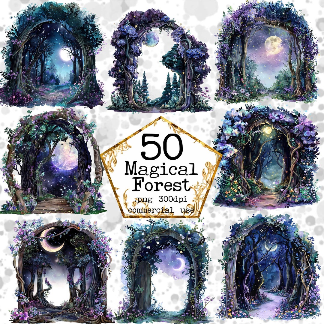 PNG Watercolor Magical Forest Clipart, Fairy Forest Clip Art, Forest ...