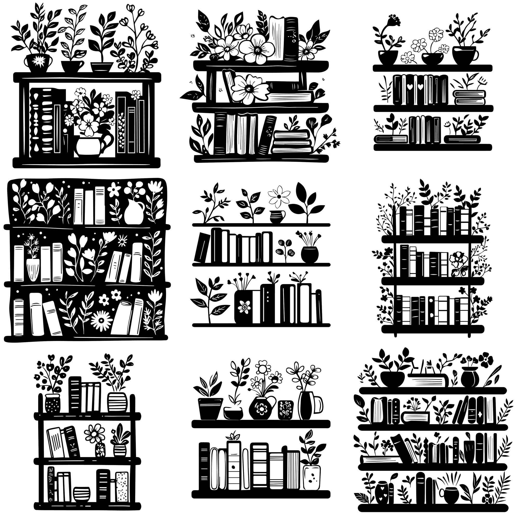 Books Svg Bundle Library Svg Bookshelf Svg Books Clipart Books Cut ...