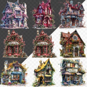 Magic Shops Watercolor Clipart Magical Mystical Art Fantasy Clipart ...