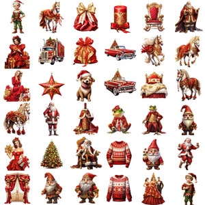 PNG Christmas Clipart Bundle: Diverse PNG Images, Matching Color ...