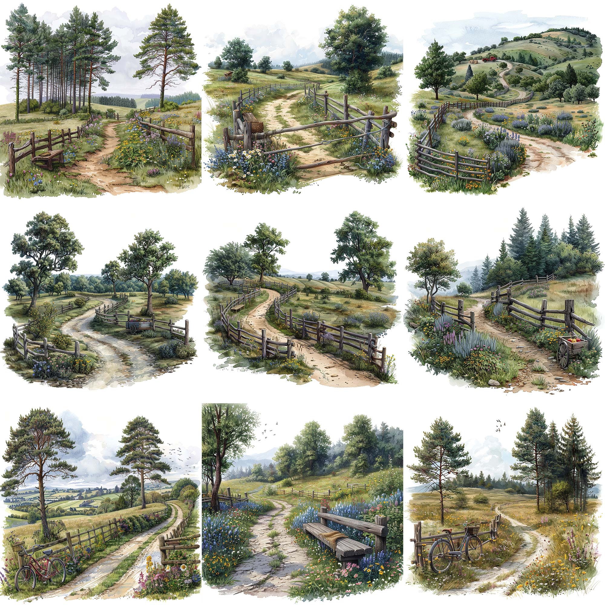 JPEG Little Path Clipart Bundle JPEG Landscape Clipart Commercial Use ...