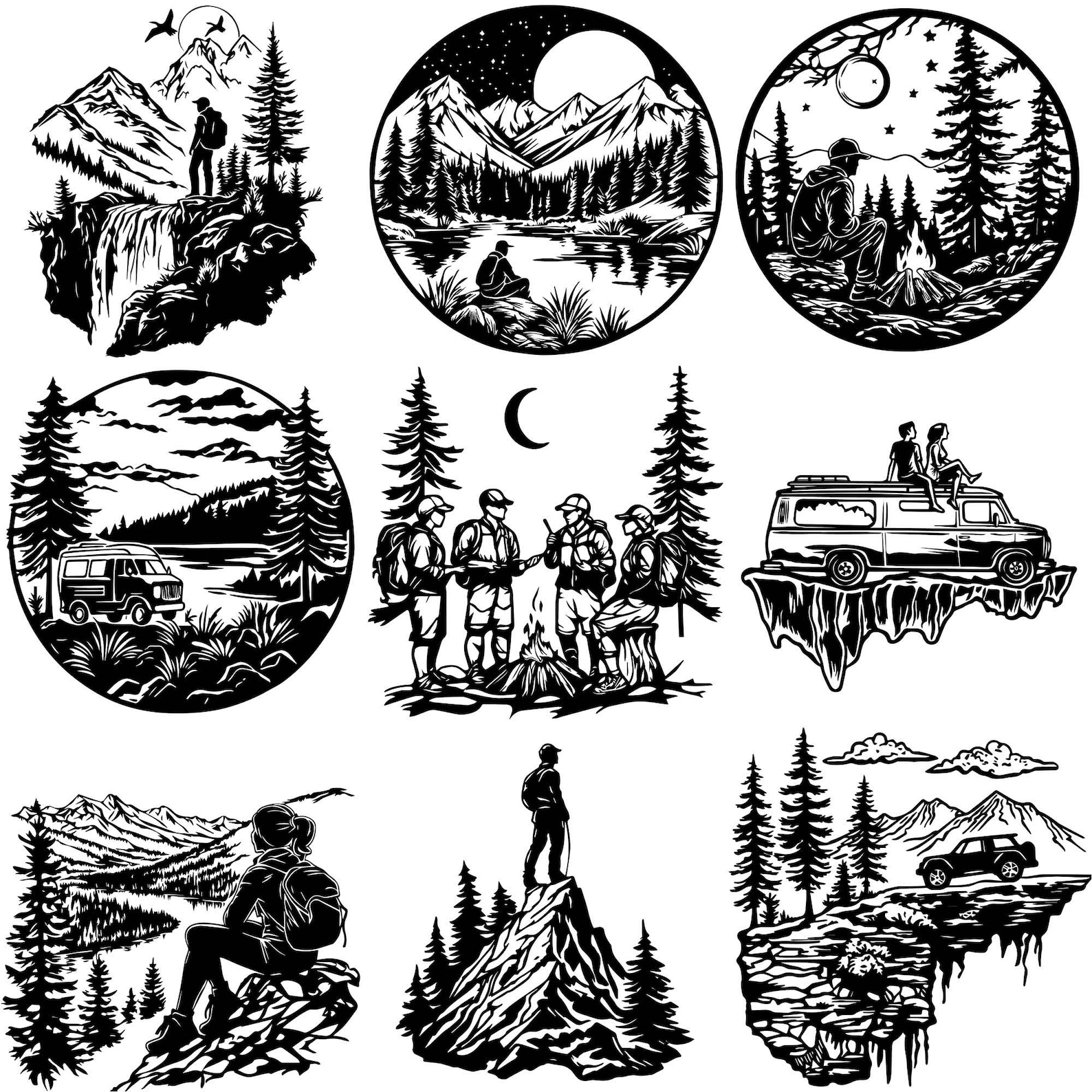 90 Mountain Hiking Svg, Dxf, Eps, Ai, Pdf, Jpg Png Forest Scene Svg ...