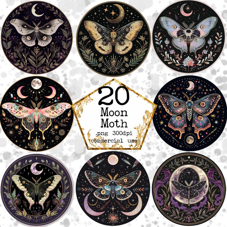 20 PNG Watercolor Galaxy Moths Clipart, Vintage Moth Clip Art, Moths ...