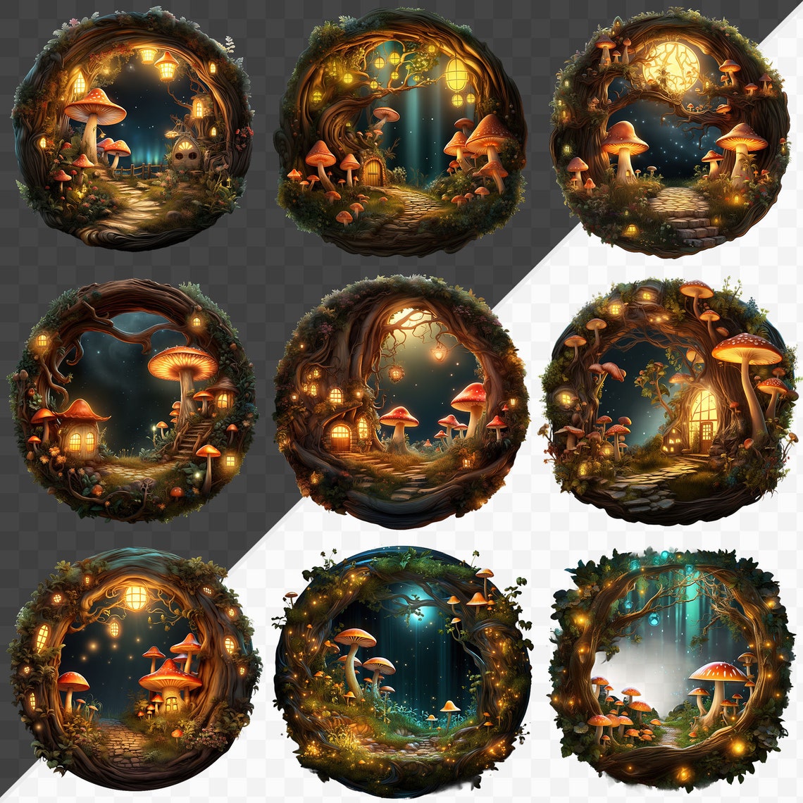 PNG Magical Forest Clipart Bundle PNG Magical Mushroom Enchanted Forest ...