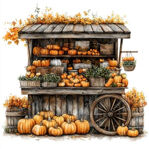 JPEG Watercolor Autumn Stands Clipart Bundle Instant Download Autumn ...