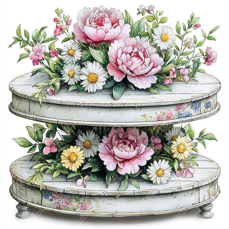 JPEG Watercolor Peony Tray Clipart Bundle Spring Flower Tray Clipart ...