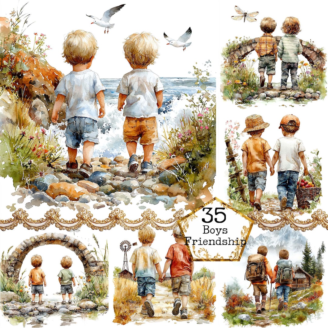 JPEG Little Boys Best Friends Clipart Bundle Besties Clipart Friendship ...
