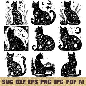 10 Magical Cat Svg, Dxf, Eps, Ai, Pdf, Jpg, Png, Magical Cat, Cat Png ...