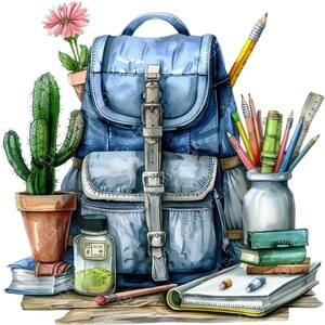 PNG Back to School Clipart Bundle Backpack Chalk Board Apple Books ...