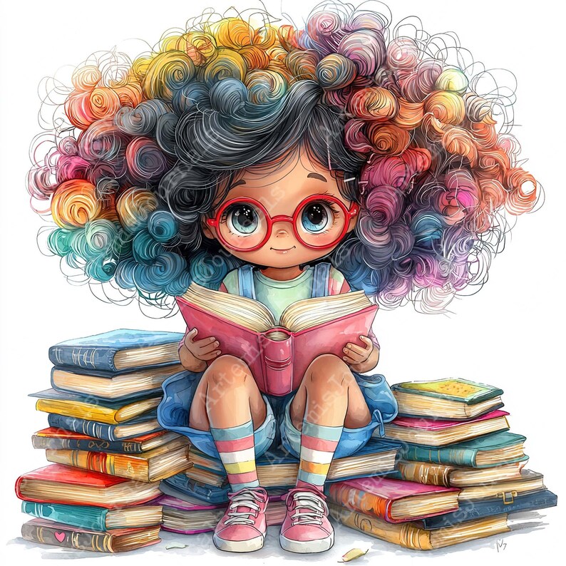 JPEG Rainbow Booklover Clipart Bundle Bookworm Clipart Readier Clipart ...
