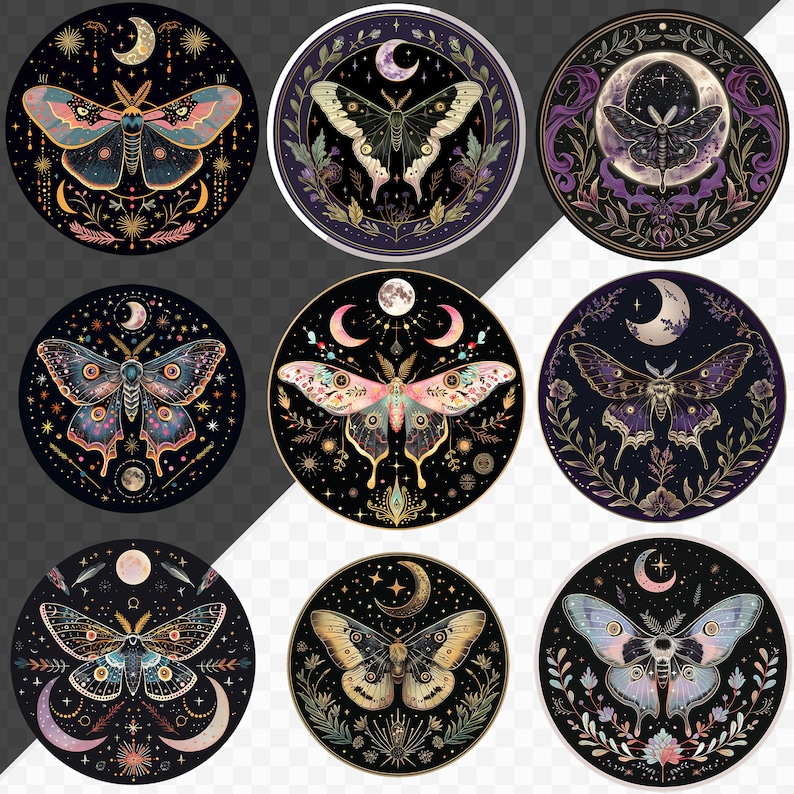 20 PNG Watercolor Galaxy Moths Clipart, Vintage Moth Clip Art, Moths ...