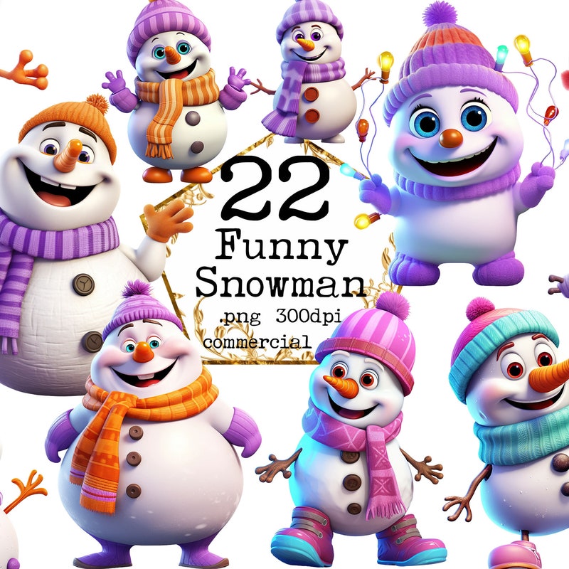 Funny Snowman Clipart - Etsy