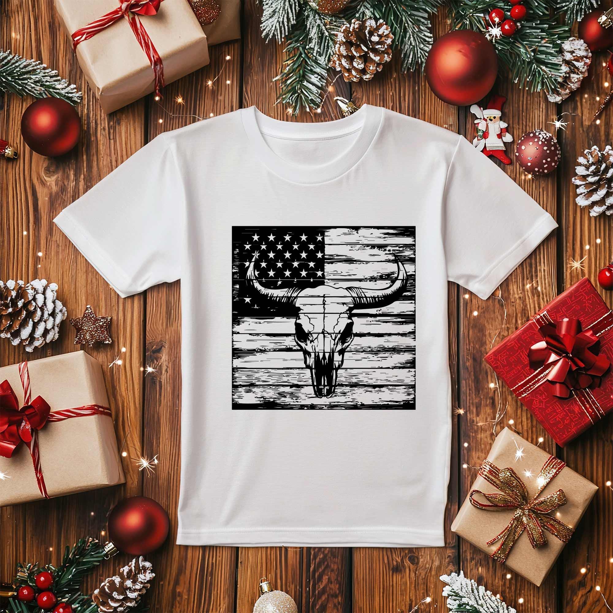 60 Distressed Bull Skull USA Flag Svg Bull Skull Svg Rodeo Svg Cowboy ...