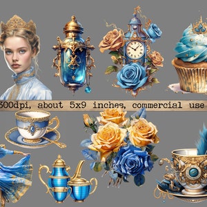 Whimsical Princess Tea House Bundle PNG Cli[art, Fairy Tale, Romantic ...