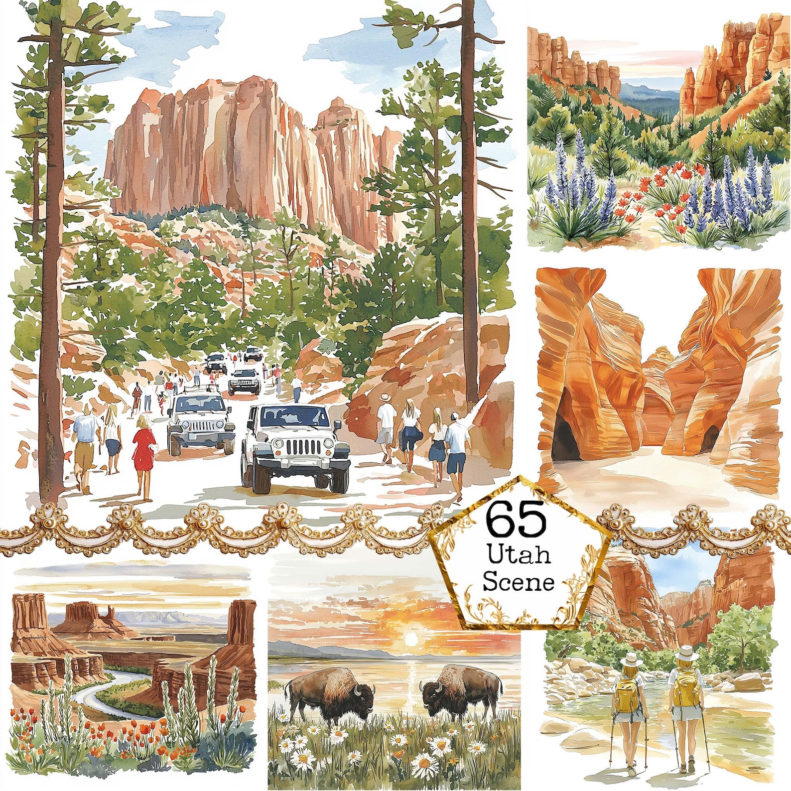 JPEG Watercolor Utah Clipart Bundle USA Clipart City Clipart State ...