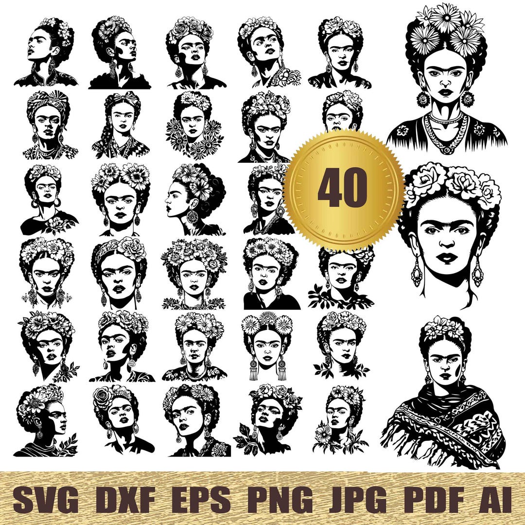 40 Frida Kahlo Svg, Dxf, Eps, Ai, Pdf, Jpg, Png, Frida Silhouette ...