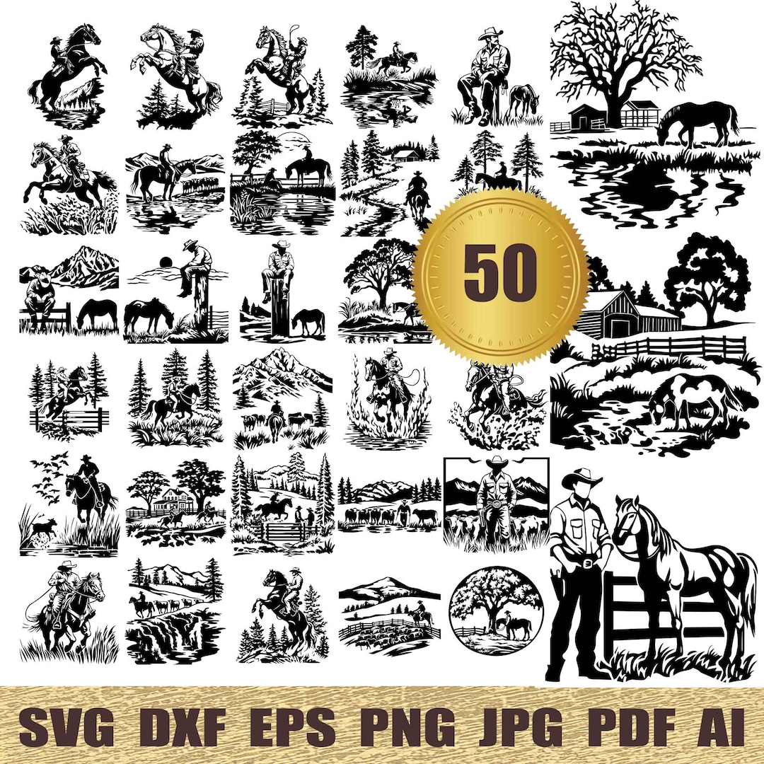50 Western Ranch Svg, Dxf, Eps, Ai, Pdf, Jpg, Png Western Svg, Cowgirl ...