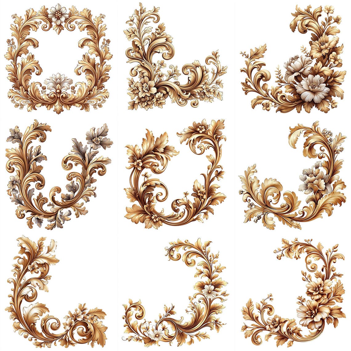 Bronze Corners Clipart Bundle Borders JPEG Ornaments Clipart Vintage ...