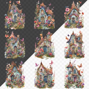 Fairy House Bundle PNG Fairy Printable Watercolor Clipart Magical ...