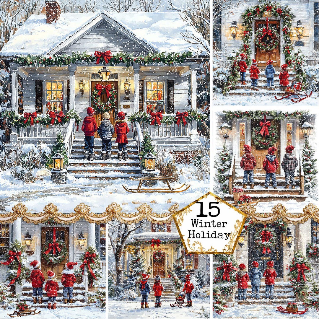 JPEG Watercolor Christmas Carol Illustration Bundle Christmas Kids ...