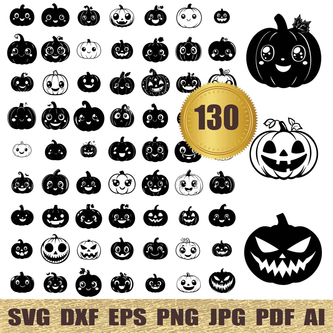 Pumpkin Head SVG Bundle Pumpkin Face PNG Bundle Pumpkin Face Laser File ...