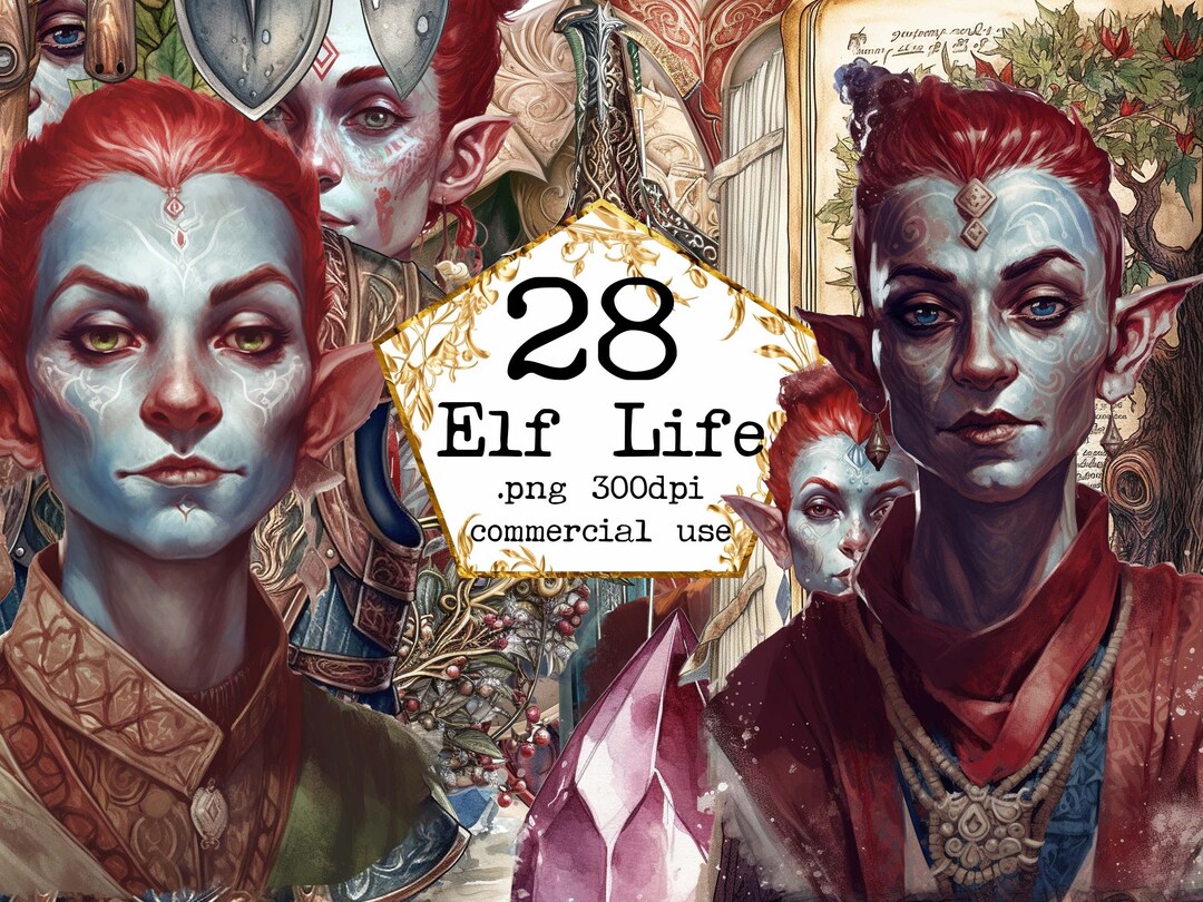 Elf Digital Watercolor Bundle, 28 Transparent .png Files, Elves ...